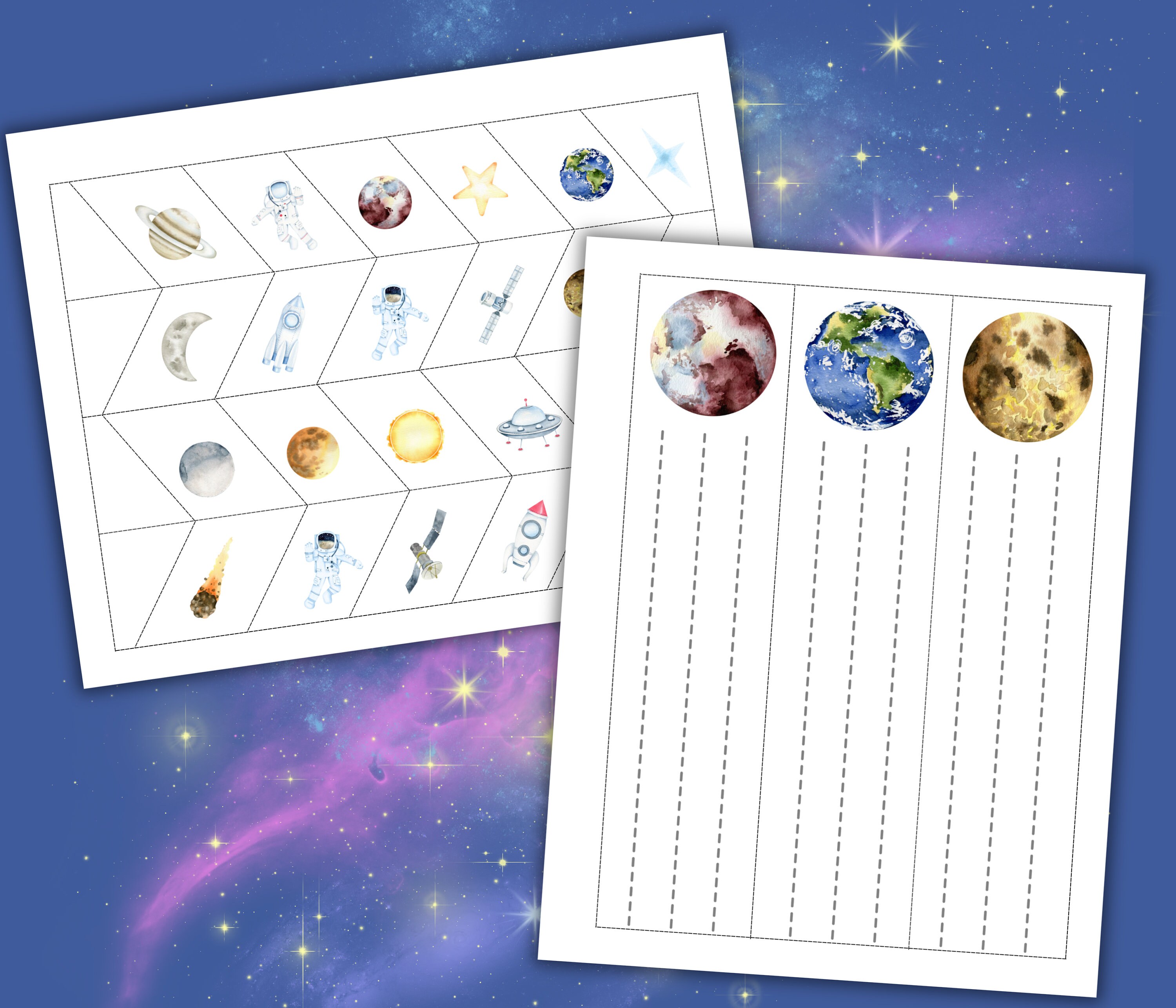 SPACE Cutting Strips, Scissor Practice, Preschool Printable, Homeschool ...