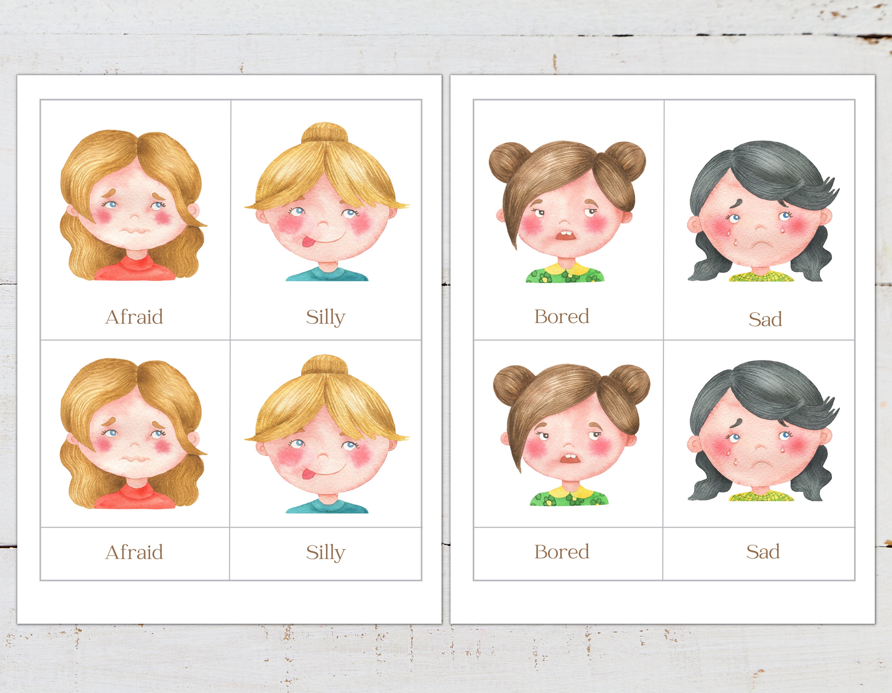 FEELINGS Mini Poster 3-part Cards, 2 Card Sizes, Homeschool, Montessori ...