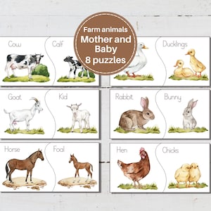 Farm Animals Activities, Poster, 3-part Cards, Puzzles, Pattern Match ...