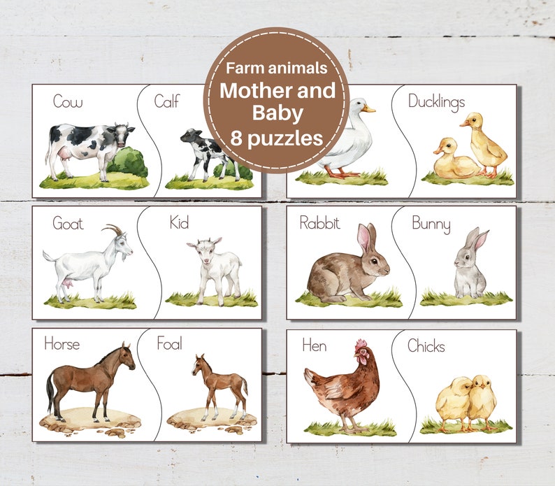 Farm Animals Activities, Poster, 3-part Cards, Puzzles, Pattern Match ...