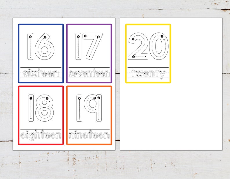 NUMBER Tracing Cards, 1 to 20, INSTANT DOWNLOAD - Etsy