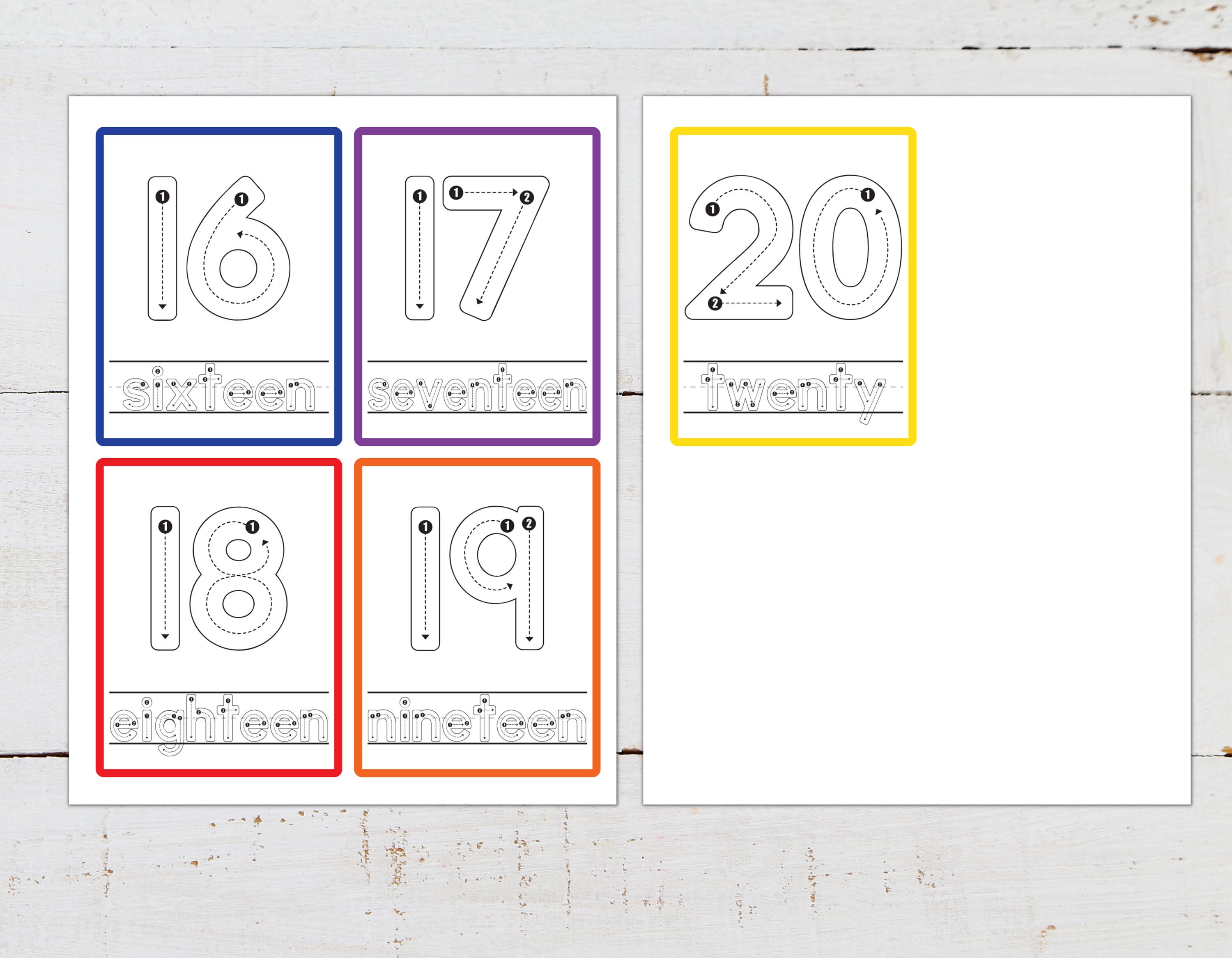 NUMBER Tracing Cards, 1 to 20, INSTANT DOWNLOAD - Etsy