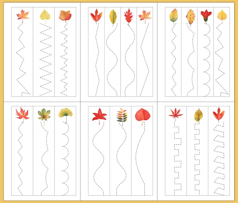 AUTUMN/FALL Leaves Cutting Strips, Scissor Practice, Preschool ...