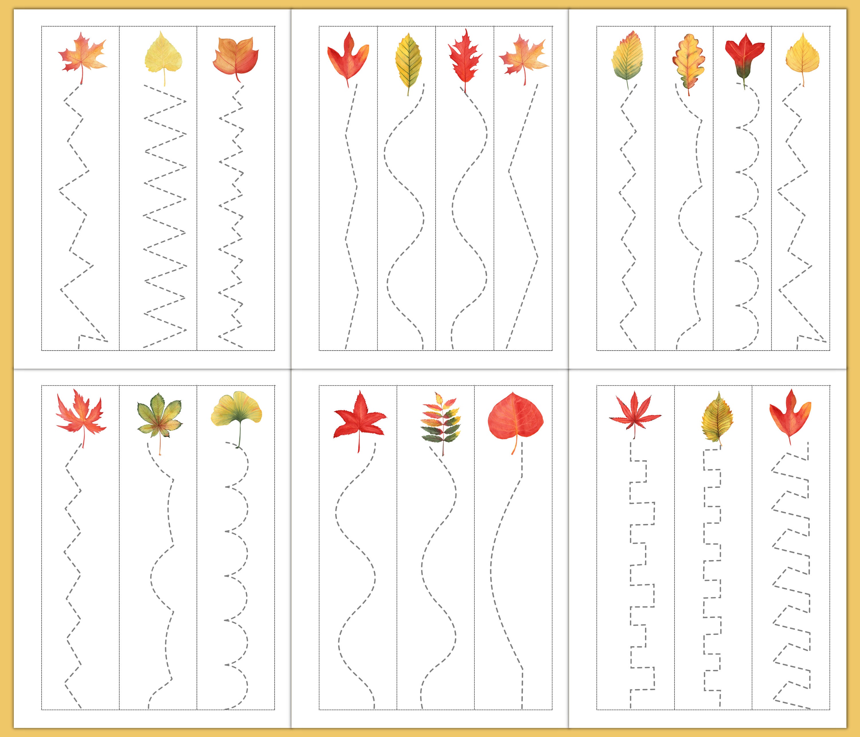 AUTUMN/FALL Leaves Cutting Strips, Scissor Practice, Preschool ...