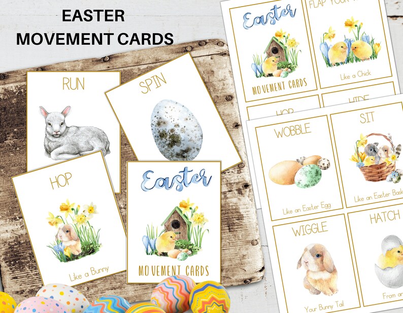 EASTER MOVEMENT CARDS, Calm Down Activity, Kids Movement, Montessori ...