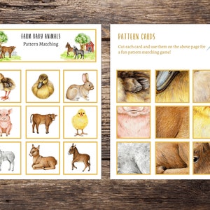 FARM Baby Animal Pattern Matching Cards, Montessori Farm, Nature Study ...