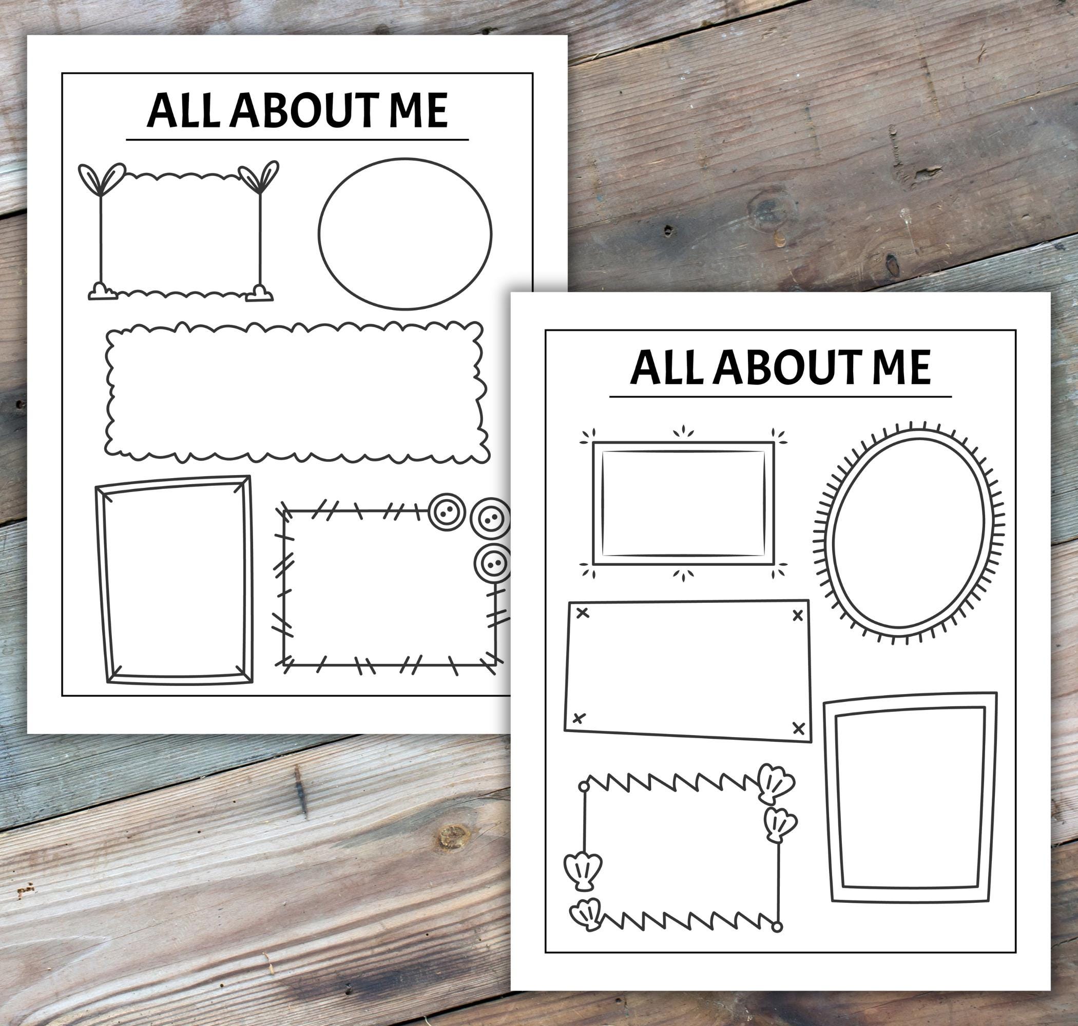 BLANK All About Me Worksheets, Digital Product, Instant DOWNLOAD - Etsy
