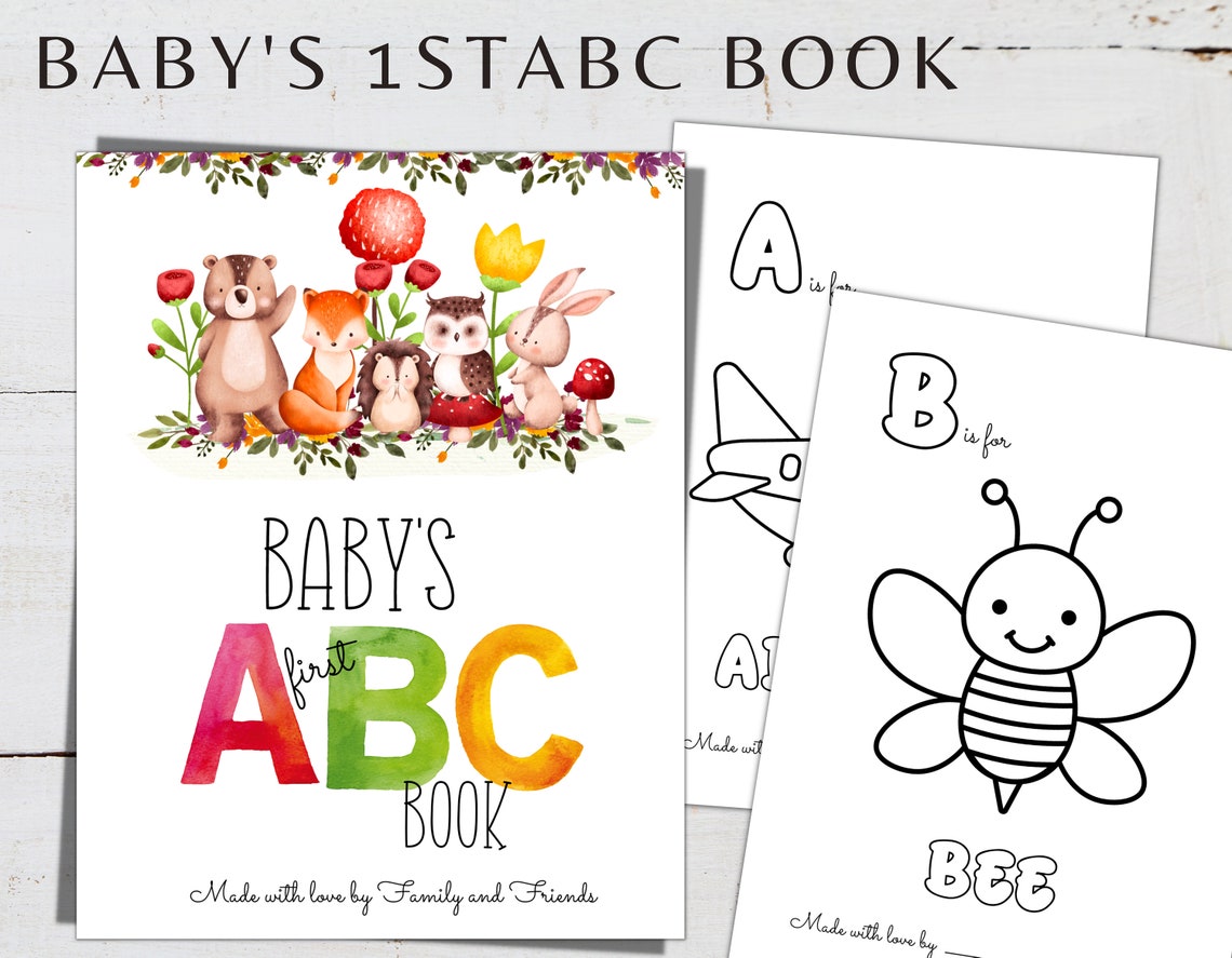 Baby's First ABC Book, Printable ABC Book, Baby's First Alphabet Book, Forest Animals DIY Abc ...