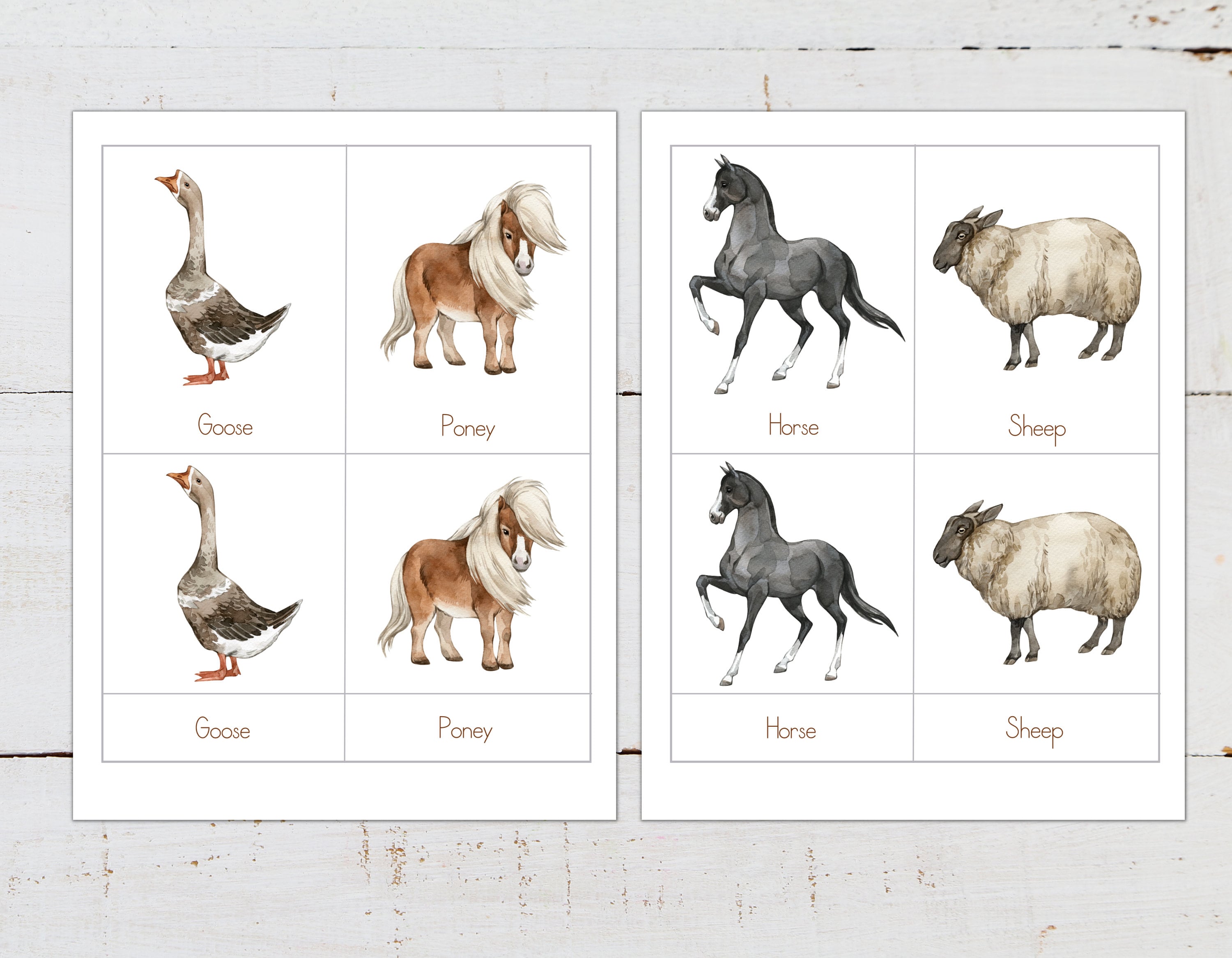 FARM ANIMALS Mini Poster + 3-part Cards, Printable, Homeschool ...