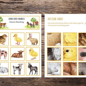 FARM Baby Animal Pattern Matching Cards, Montessori Farm, Nature Study ...