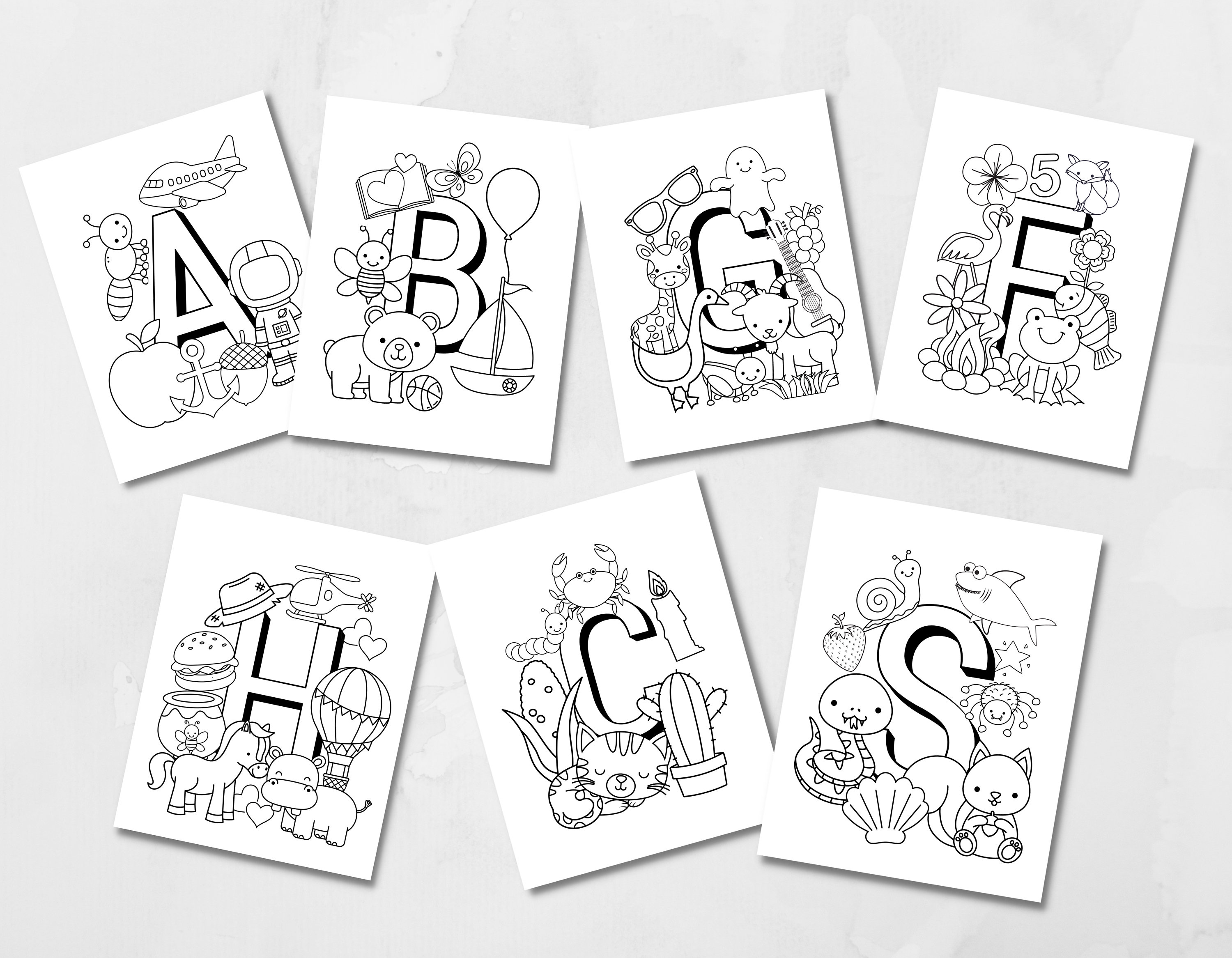 Libro para colorear ABC, colorear de la A a la Z, descarga instantánea ...