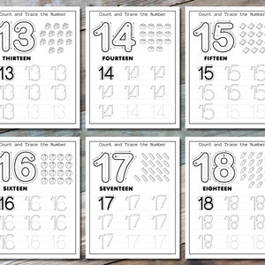 NUMBER Coloring and Tracing Worksheets, 1 to 20 Counting, Preschool ...