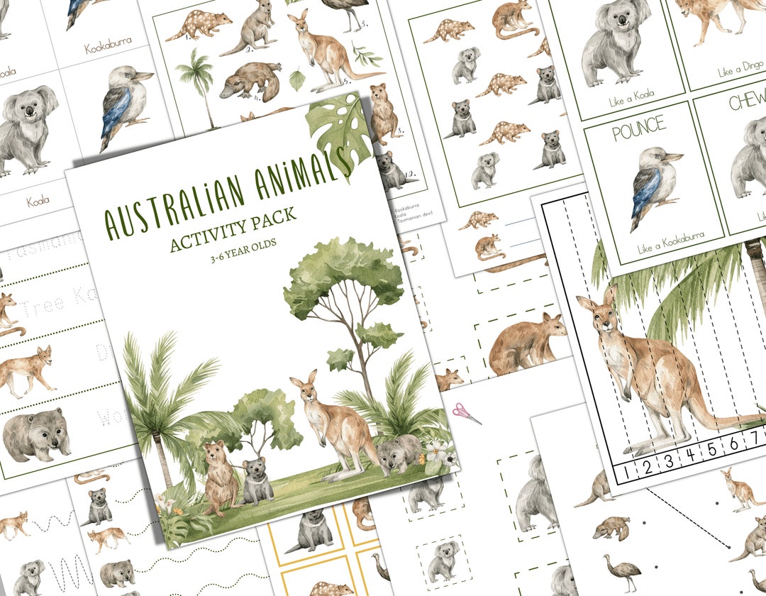 AUSTRALIAN Animals Pre-k and K Activity Pack, Homeschool, Digital ...