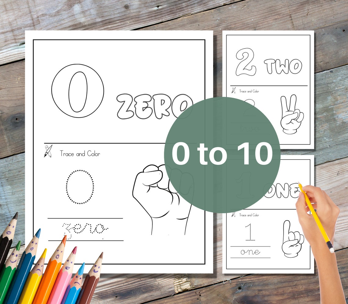 NUMBER Coloring and Tracing Worksheets, 0 to 10 Counting, Preschool ...