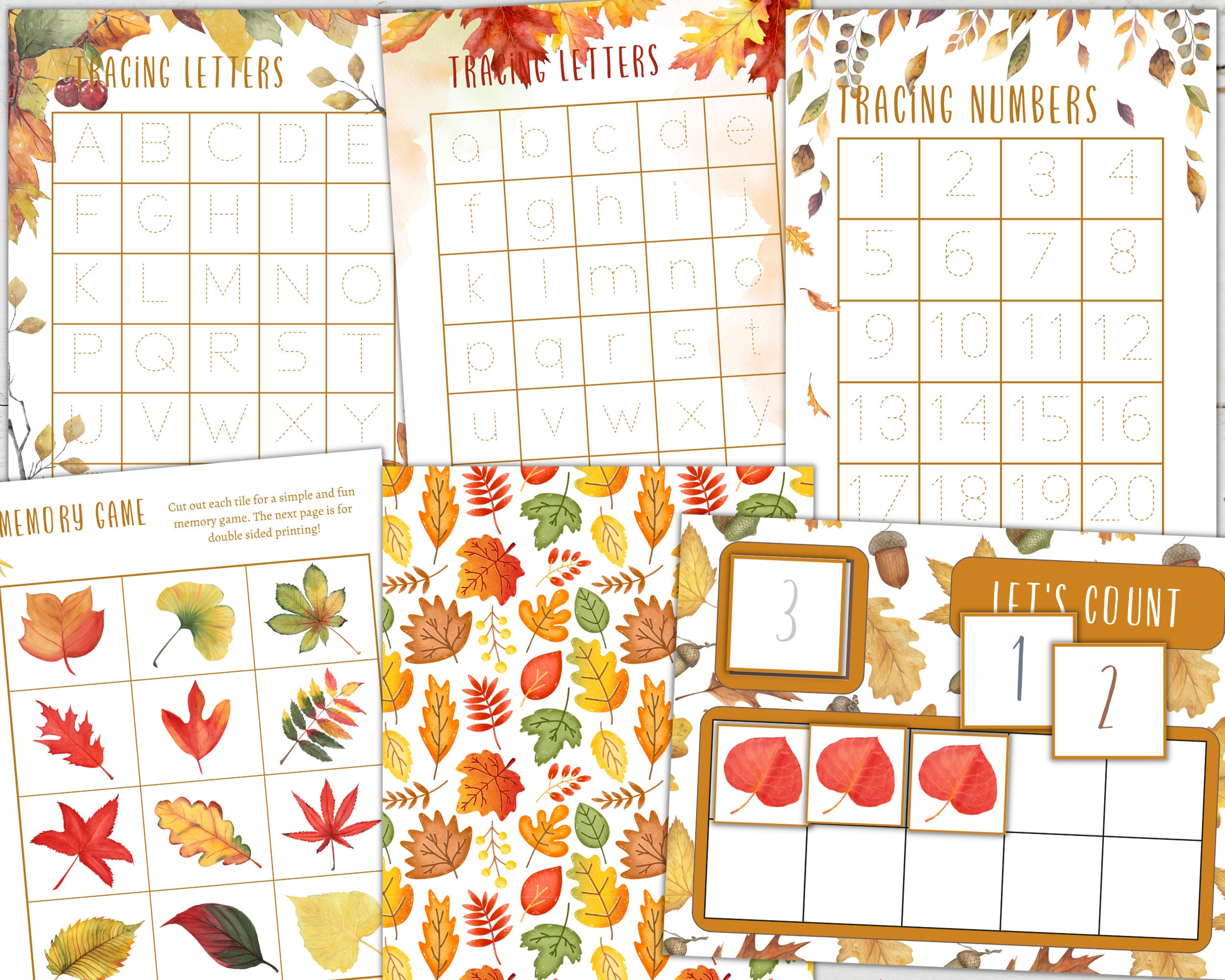 AUTUMN LEAVES Pre-k and K Activity Pack, Homeschool, Digital, Instant ...