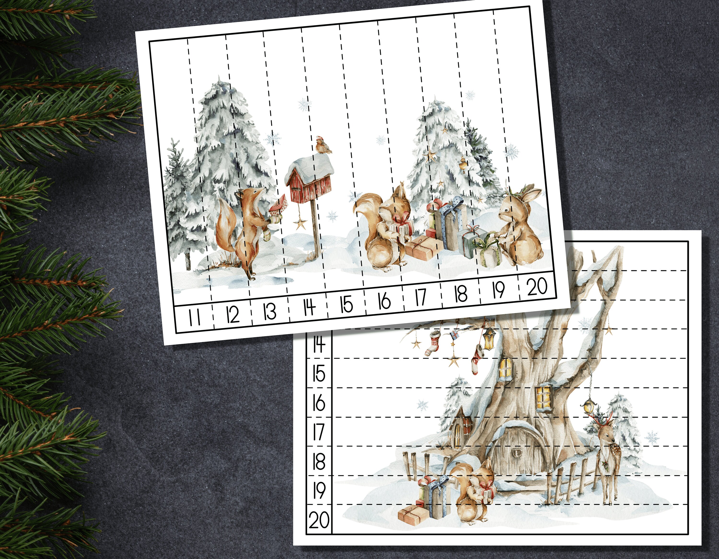 Winter Number Sequence Puzzles, Printable, Preschool Counting Activity ...