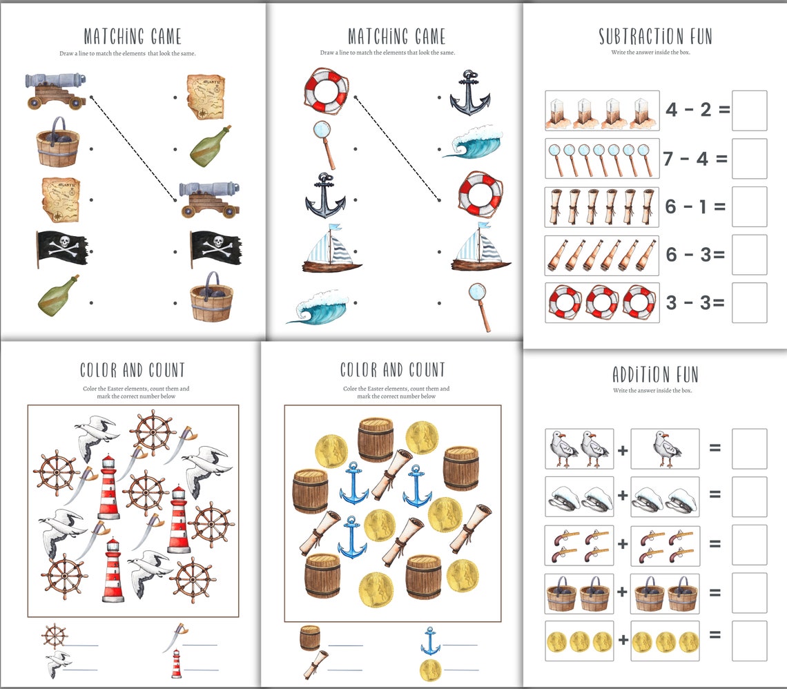 PIRATE Pre-k and K Activity Pack, Homeschool, Digital, Instant DOWNLOAD ...