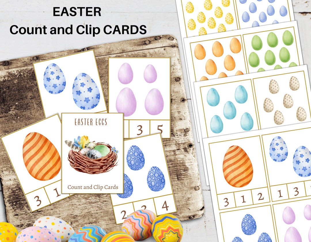 EASTER EGGS Count and Clip Cards, 1 to 15 Counting, Easter Activity for ...