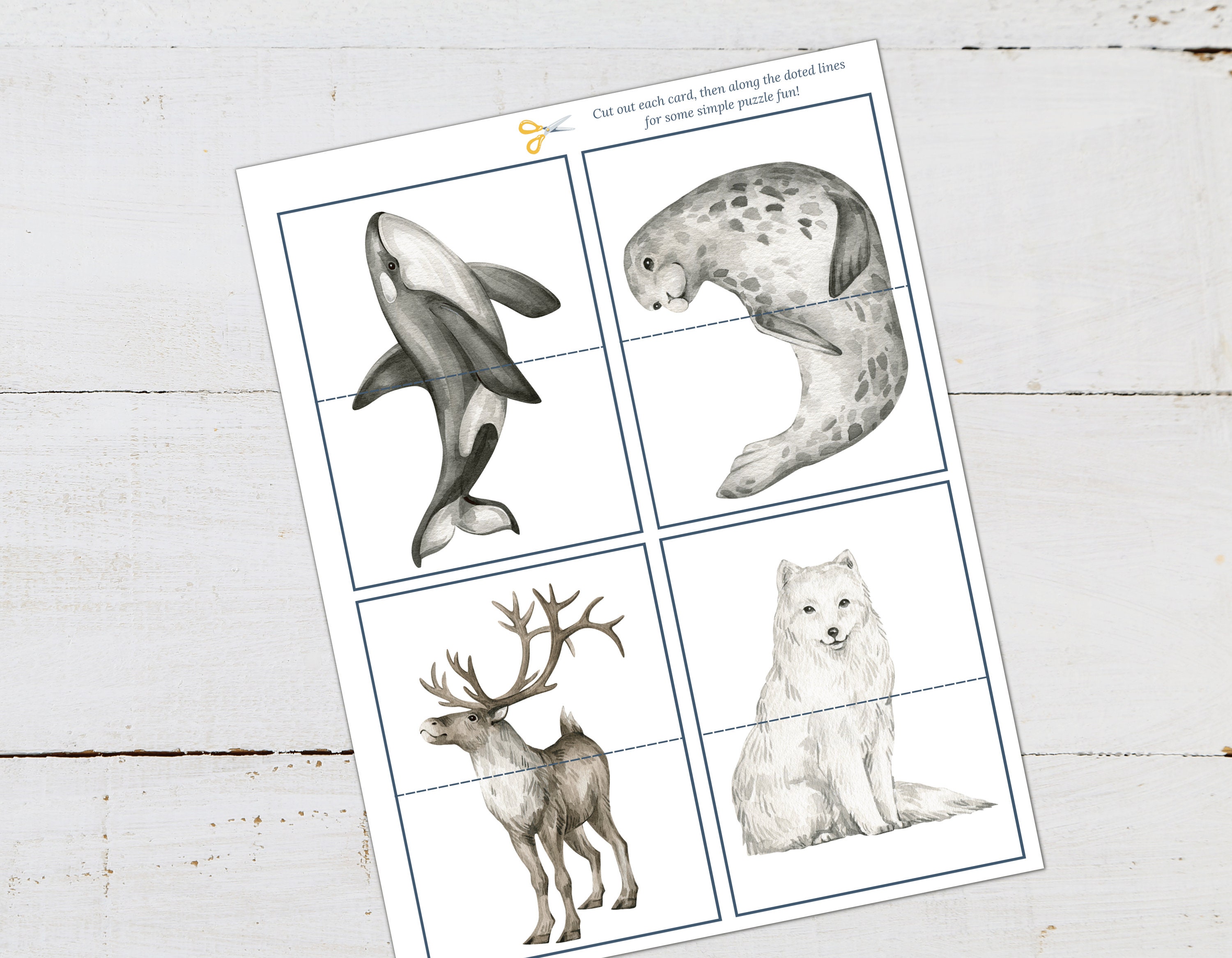 POLAR Animals Simple Puzzles, Printable, Preschool Activity, Kids ...