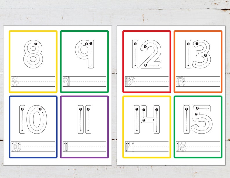NUMBER Tracing Cards, 1 to 20, INSTANT DOWNLOAD - Etsy