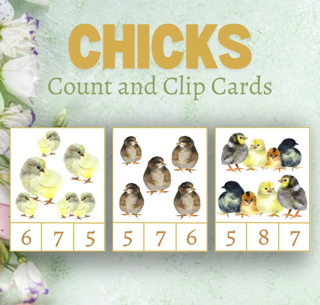 CHICKS Count and Clip Cards, 1 to 10 Counting, Spring Activity for Kids ...