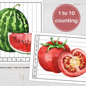 FRUIT and VEGETABLES Number Sequence Puzzles, Skip Counting, Printable ...