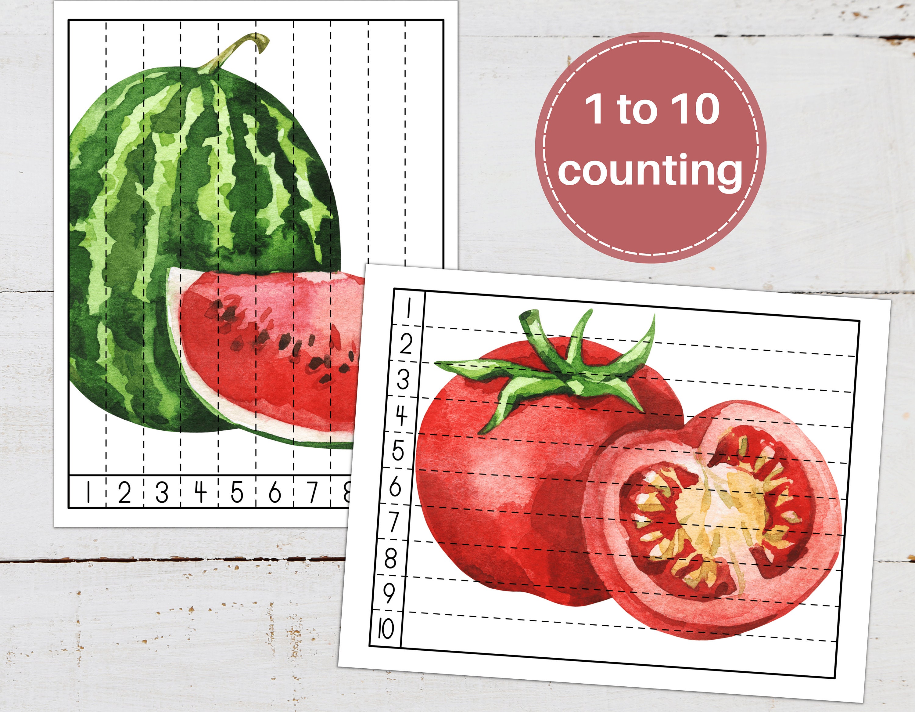 FRUIT and VEGETABLES Number Sequence Puzzles, Skip Counting, Printable ...