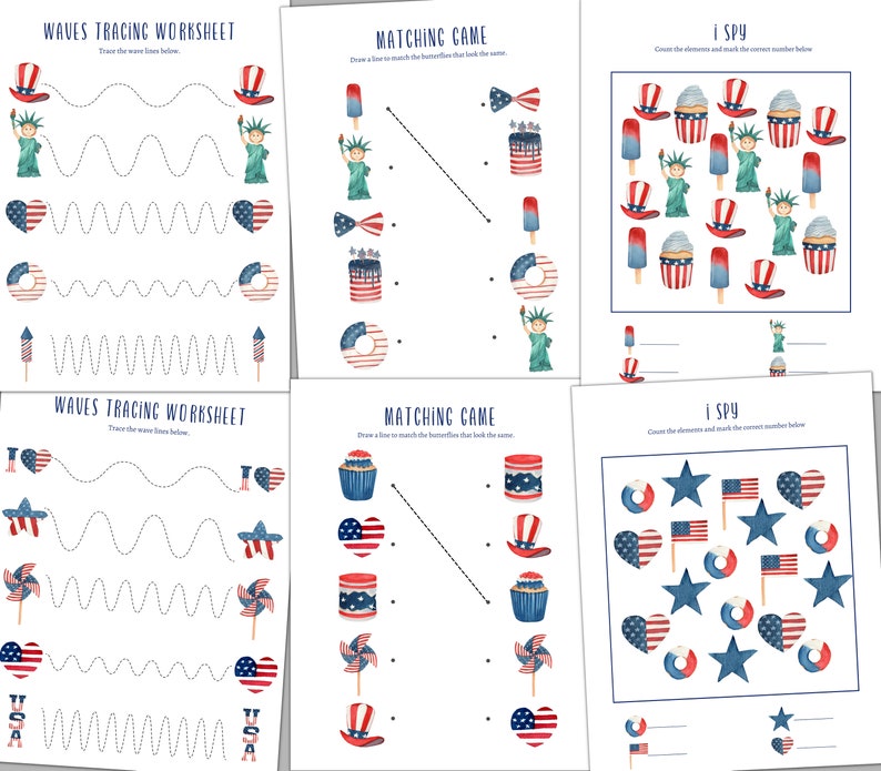 4th of July Pre-k and K Activity Pack, Homeschool, Digital, Instant ...