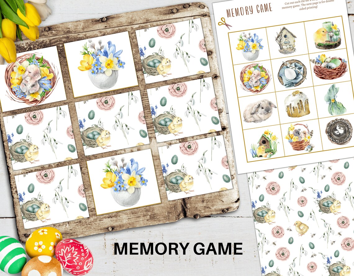 EASTER Memory Game for Kids Printable Matching Game for Toddler ...