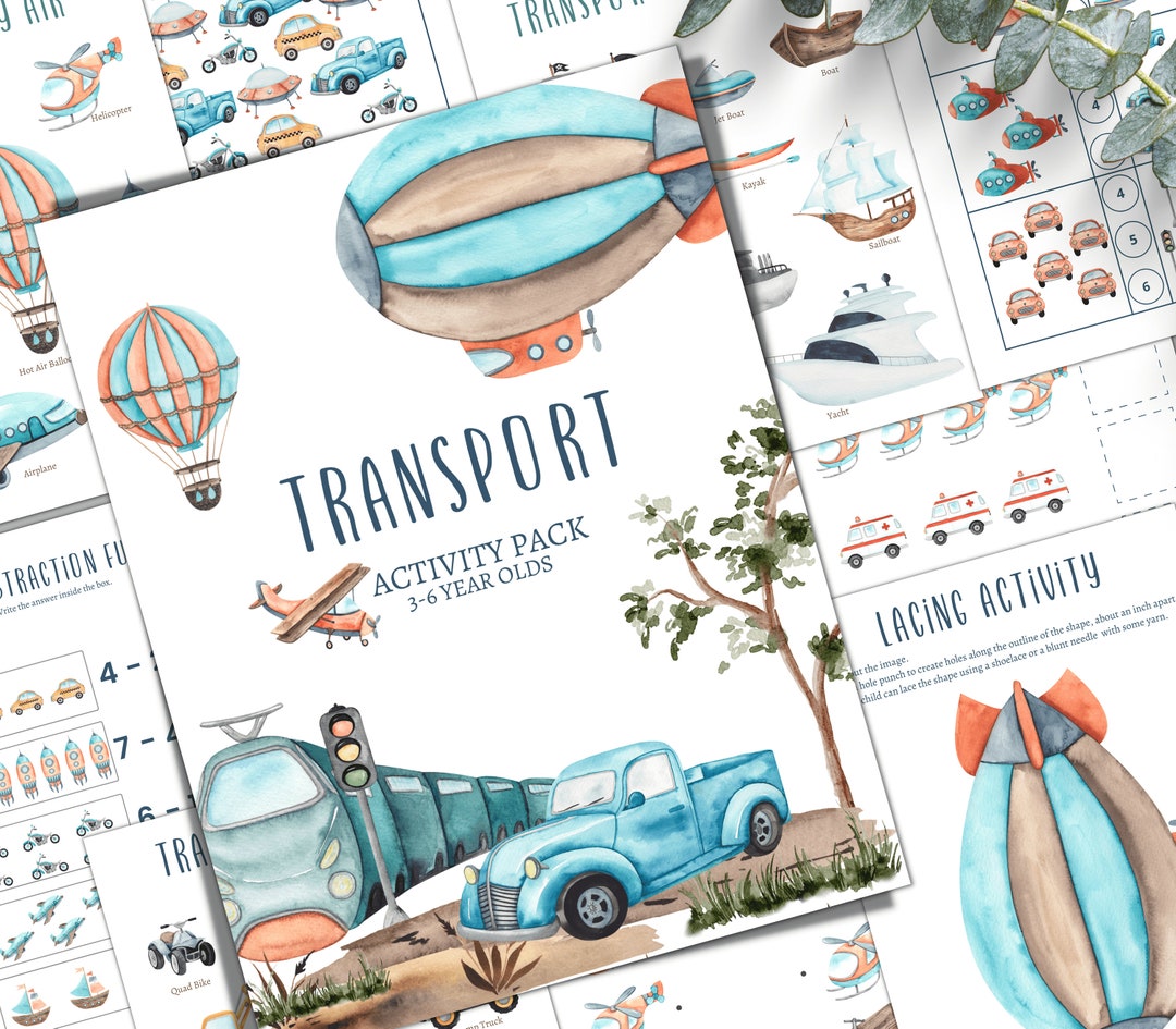 TRANSPORT Pre-k and K Activity Pack, Homeschool, Digital, Instant ...