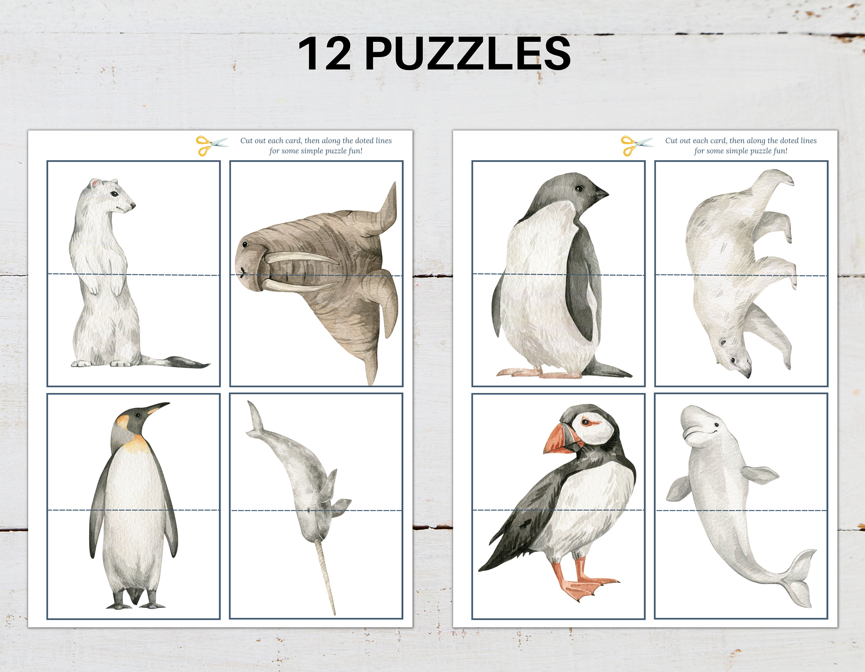 POLAR Animals Simple Puzzles, Printable, Preschool Activity, Kids ...