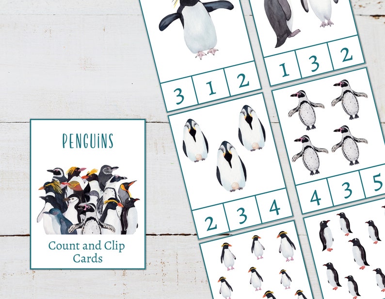 PENGUINS Count and Clip Cards, 1 to 15 Counting, Winter Activities for ...