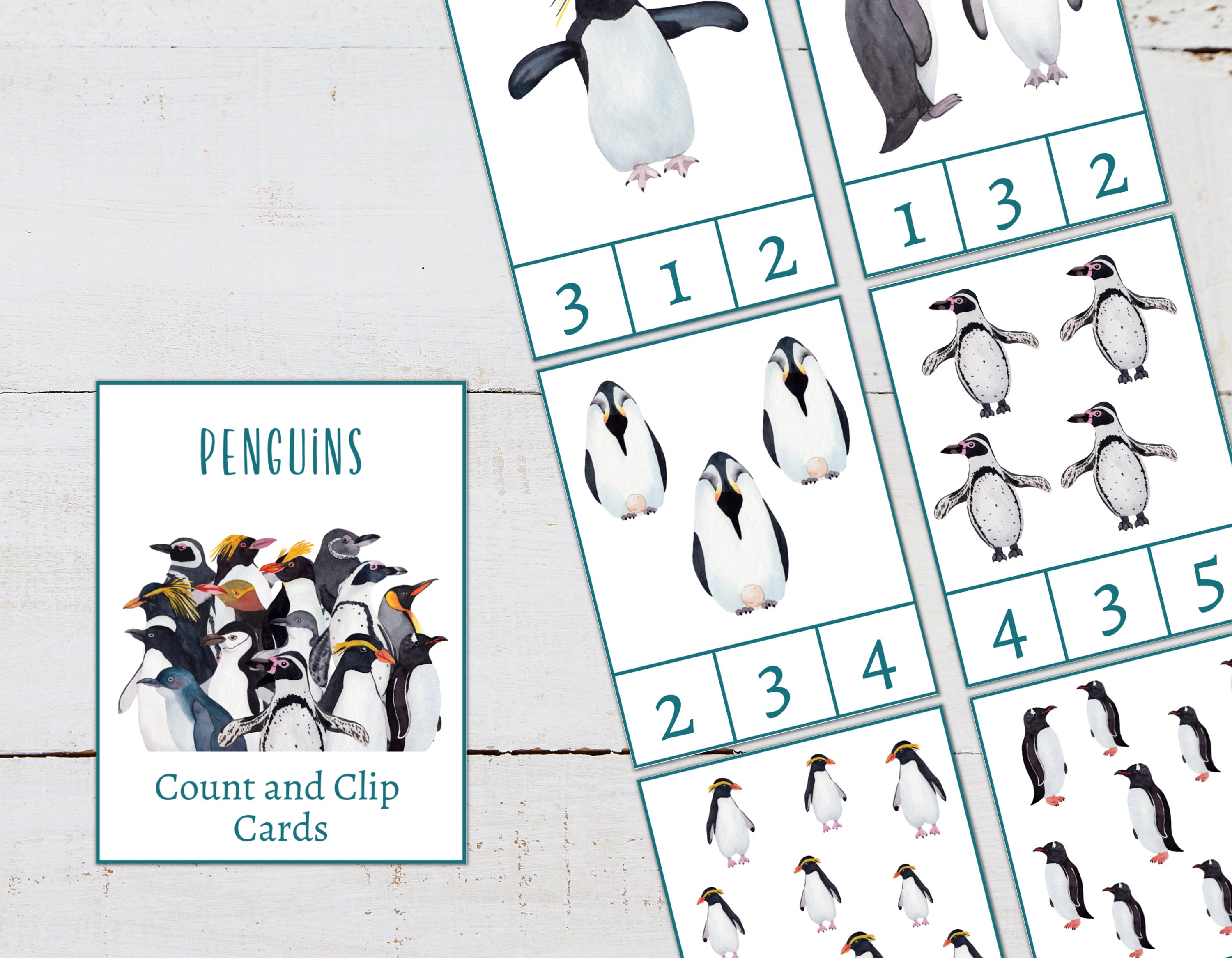 PENGUINS Count and Clip Cards, 1 to 15 Counting, Winter Activities for ...
