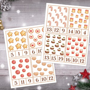 Christmas Count and Clip Cards, 1 to 20 Counting, Gingerbread Cookies ...