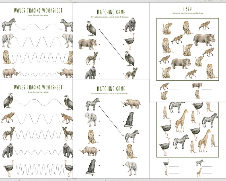 AFRICAN Animals Pre-k and K Activity Pack, Homeschool, Digital, INSTANT ...