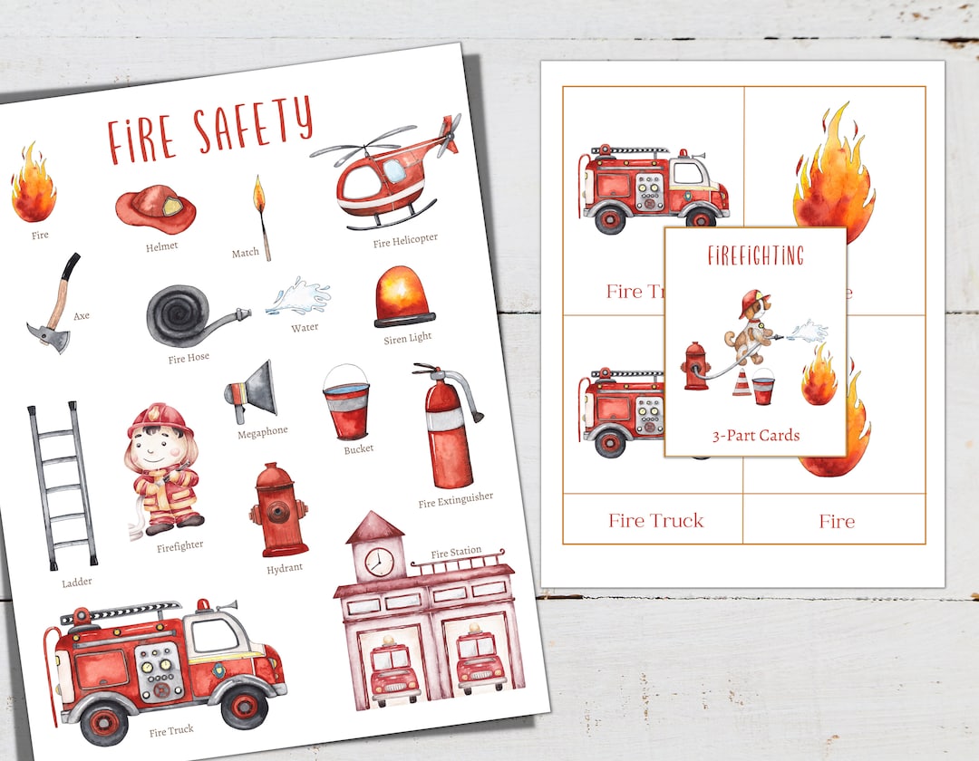 Fire Safety Vocabulary Mini Poster + 3-part Cards, Homeschool ...