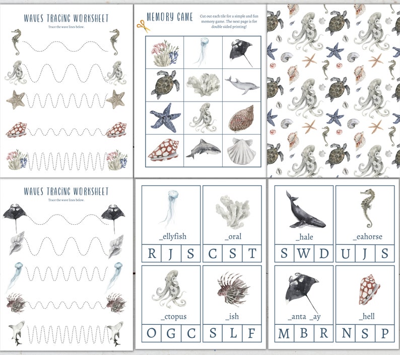 OCEAN Animals Pre-k and K Activity Pack, Homeschool, Digital, INSTANT ...