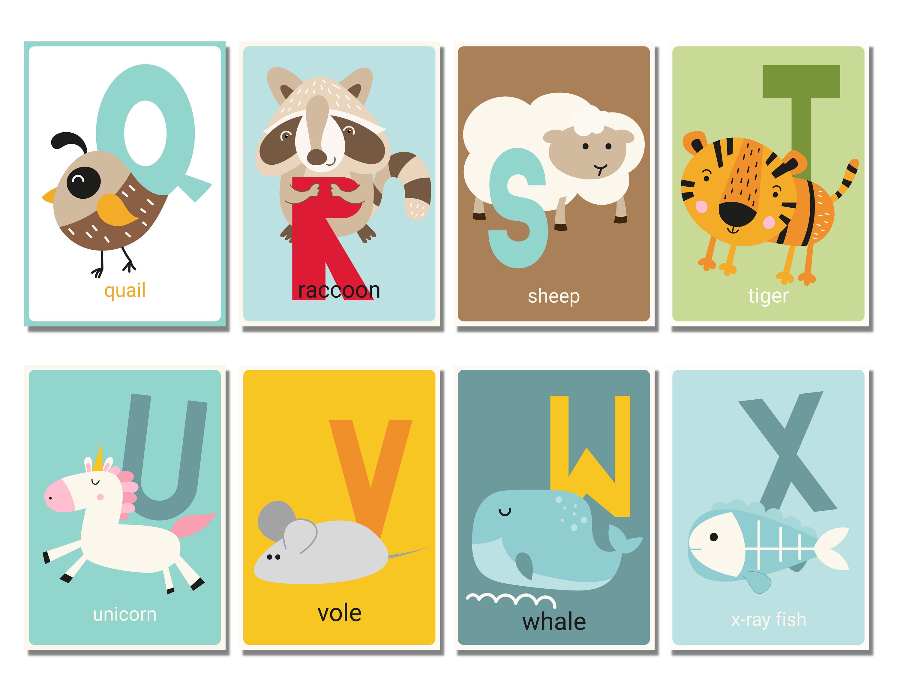 Animal ABC Flash Cards, Mini-poster | Animal Flash Cards | Learning ...