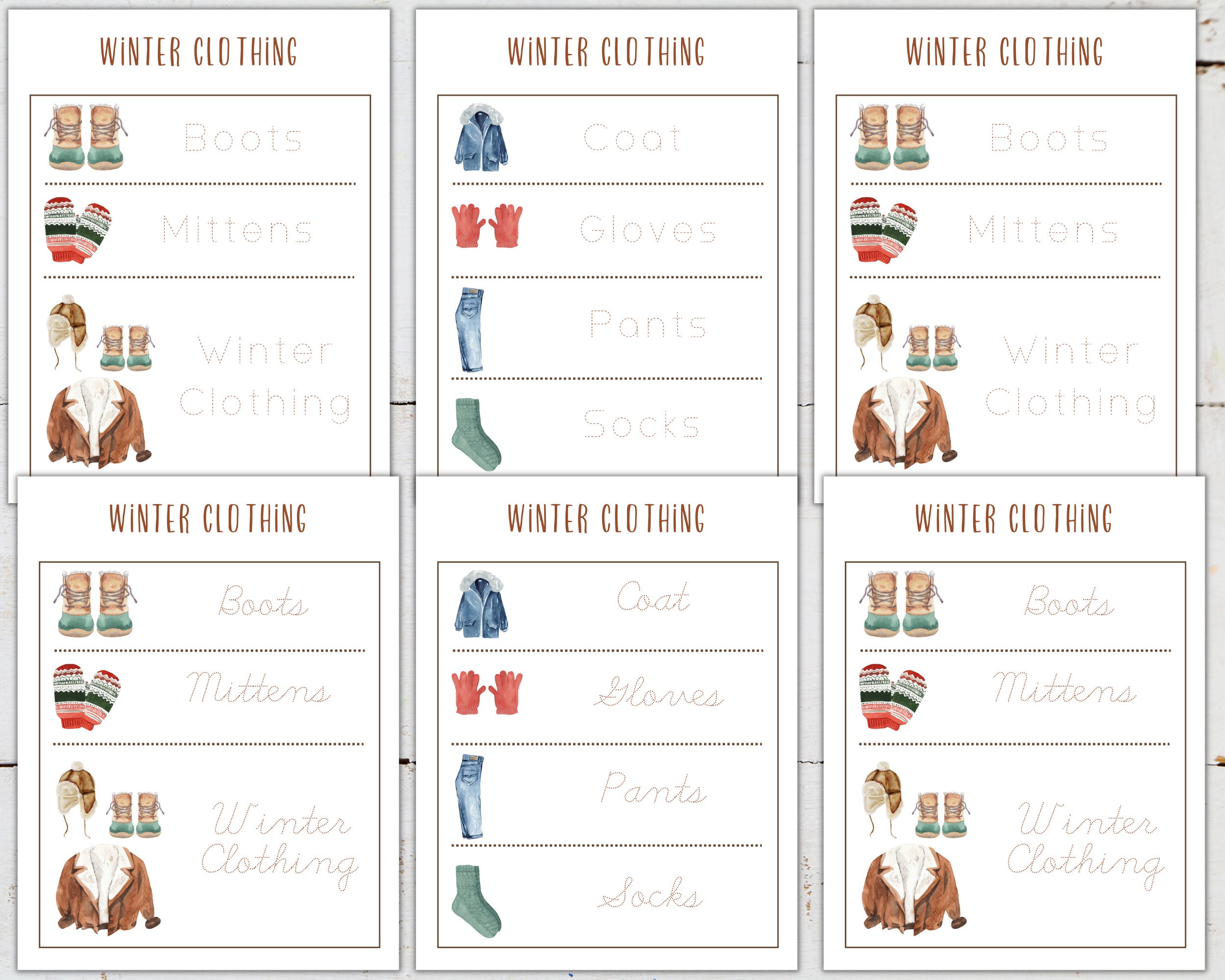 WINTER CLOTHES Pre-k and K Activity Pack, Homeschool, Digital, Instant ...