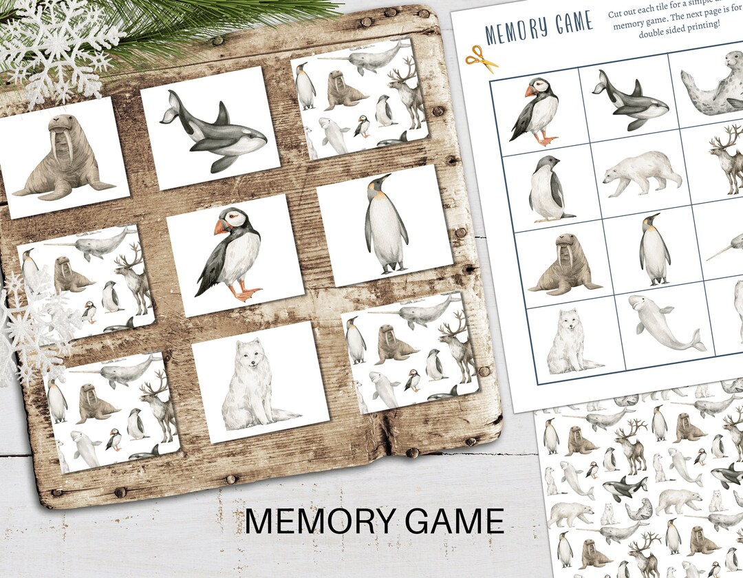 Polar Animals Memory Game for Kids - Printable Matching Game for ...