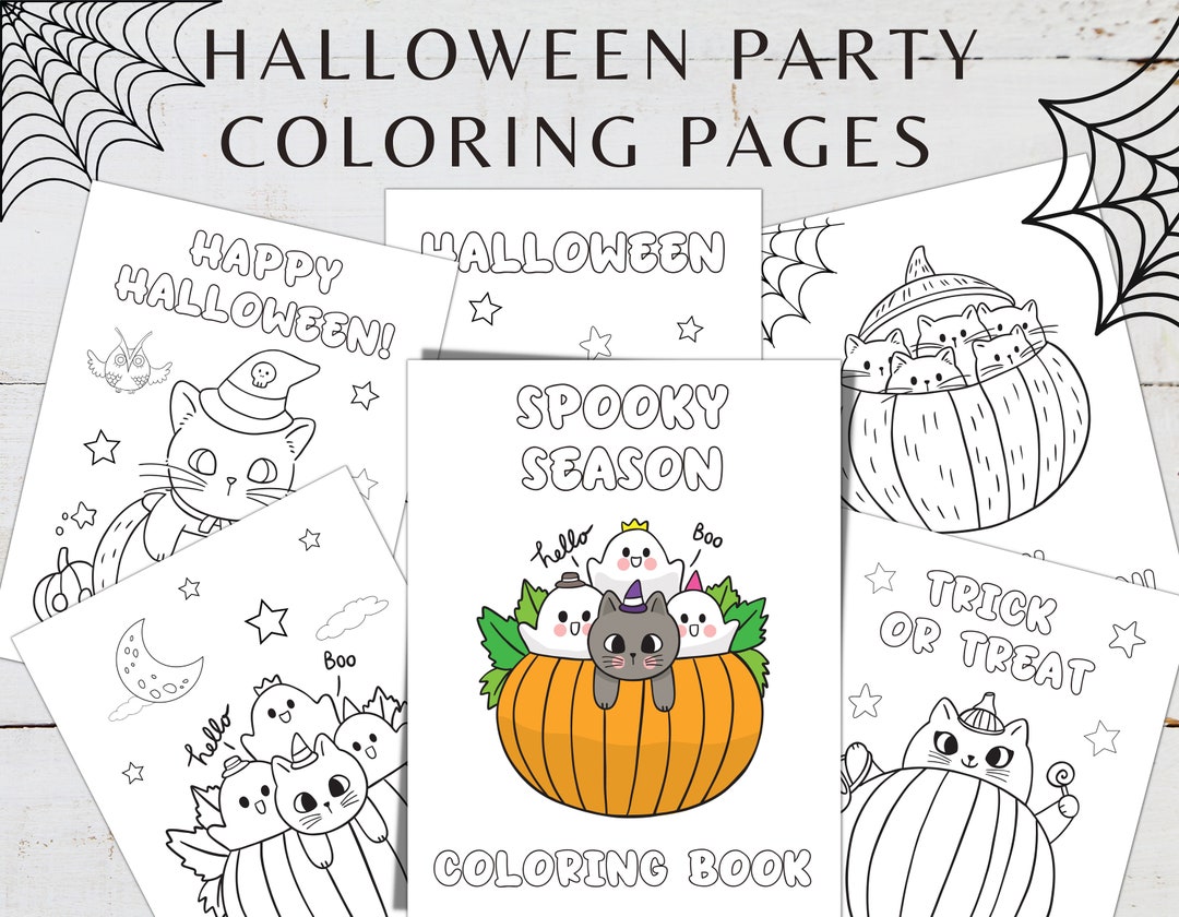 HALLOWEEN Coloring Pages, Kids Party Activity, Kids Table Activity, PDF ...