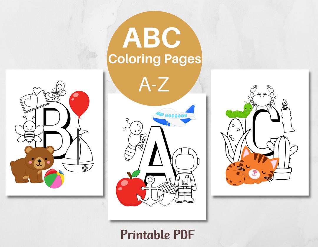 ABC Coloring Book, A to Z Coloring, Instant Download - Etsy