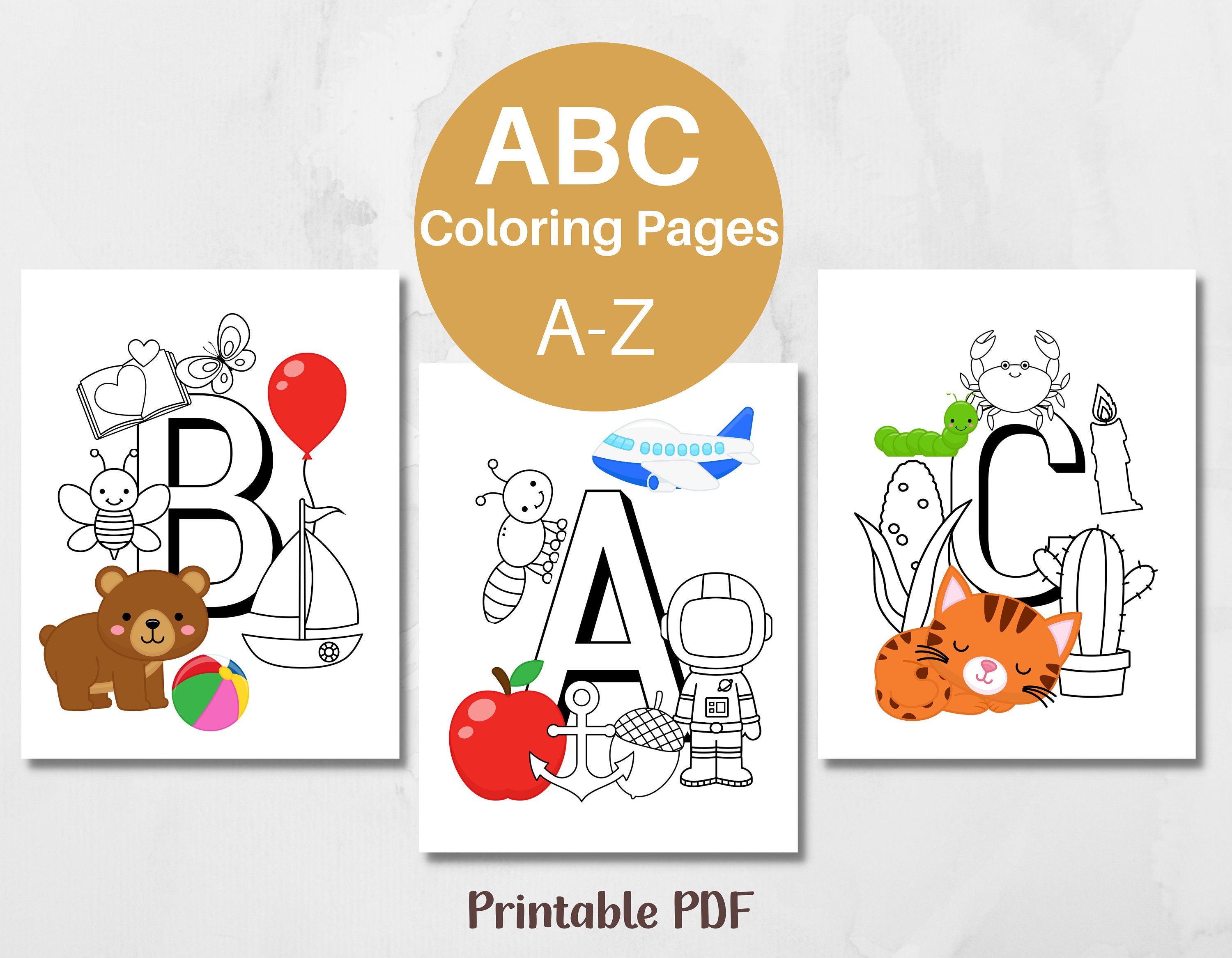 ABC Coloring Book, A to Z Coloring, Instant Download - Etsy
