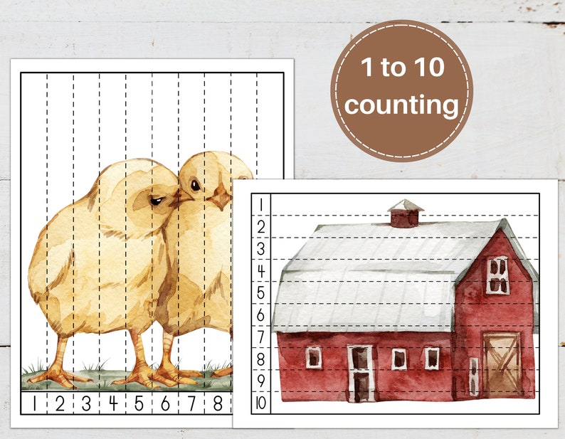 FARM Animals Number Sequence Puzzles, Printable, Skip Counting ...