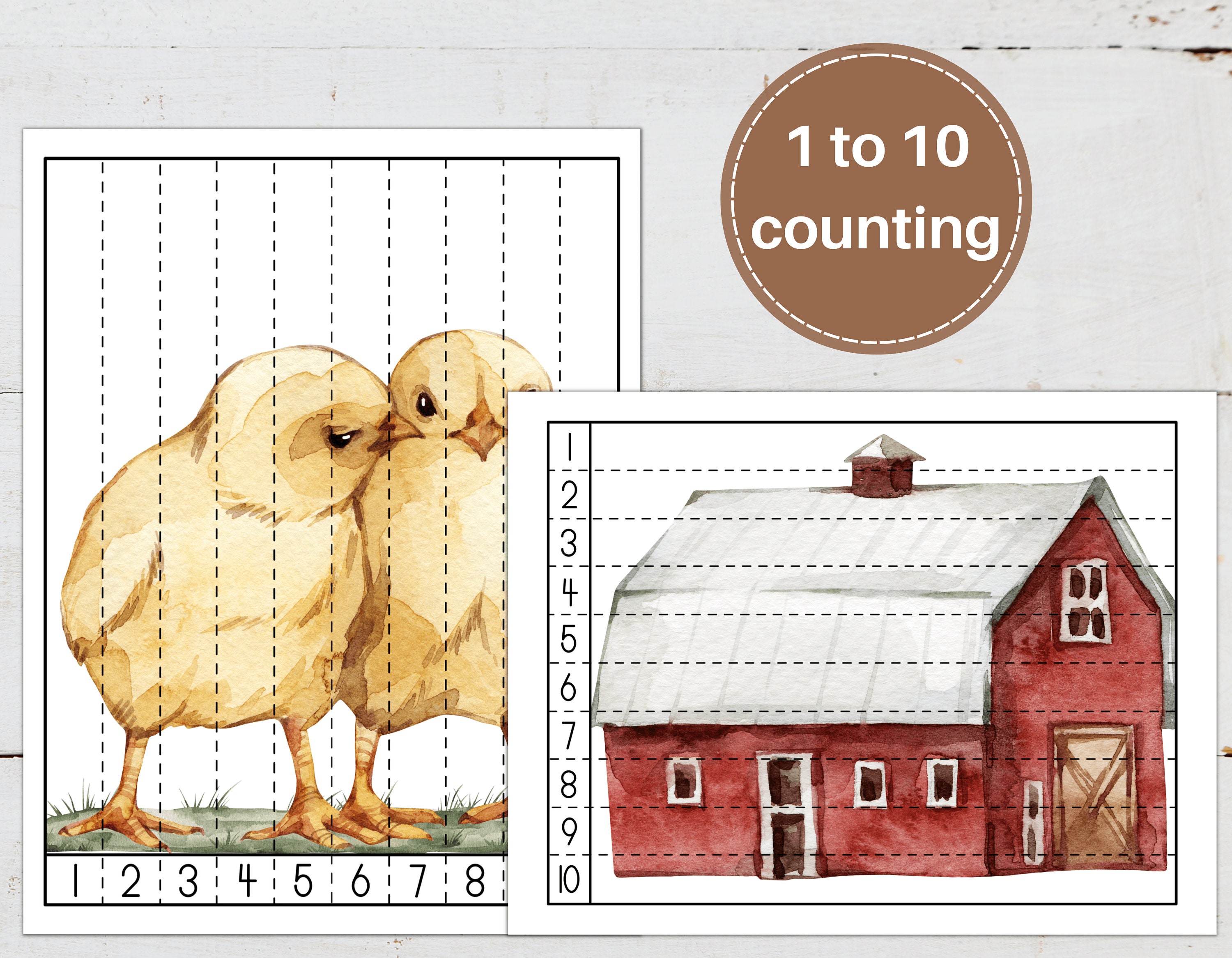 FARM Animals Number Sequence Puzzles, Printable, Skip Counting ...
