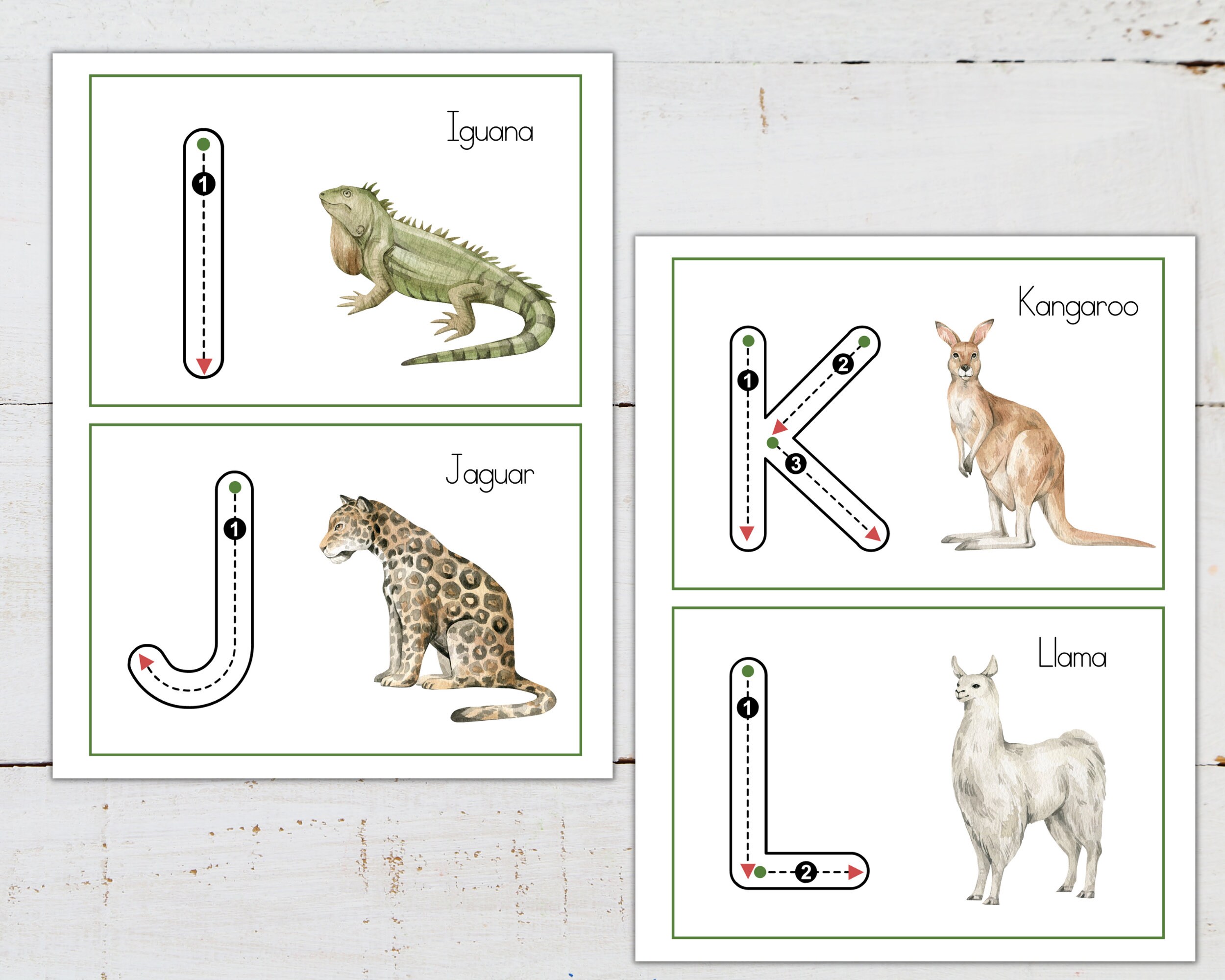 ANIMALS ABC Tracing Cards A to Z Tracing and Coloring - Etsy