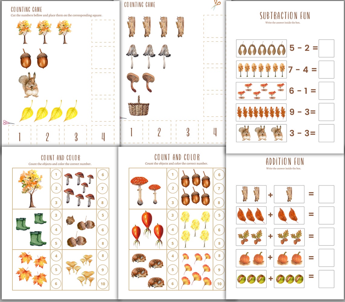 AUTUMN FOREST Pre-k and K Activity Pack, Homeschool, Digital, Instant ...