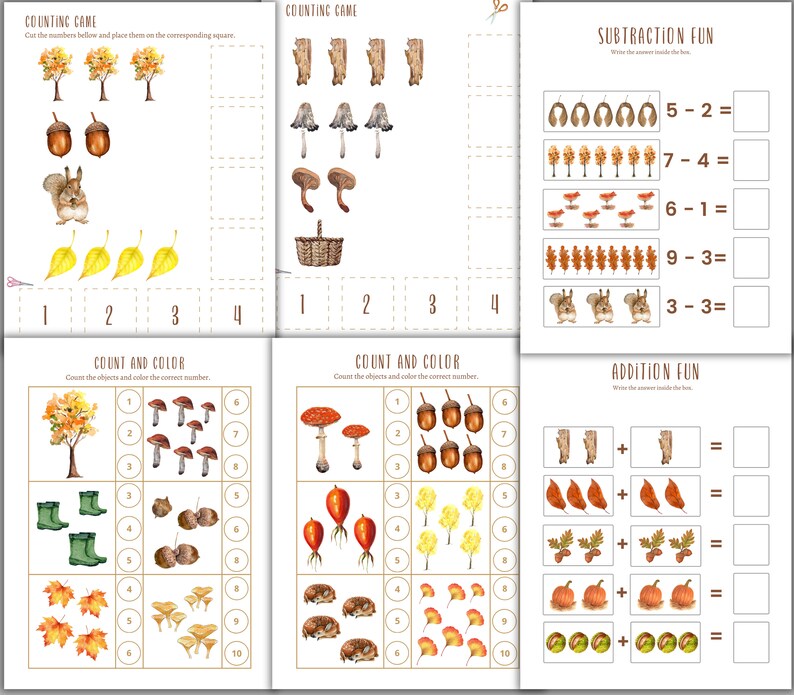 AUTUMN FOREST Pre-k and K Activity Pack, Homeschool, Digital, Instant ...
