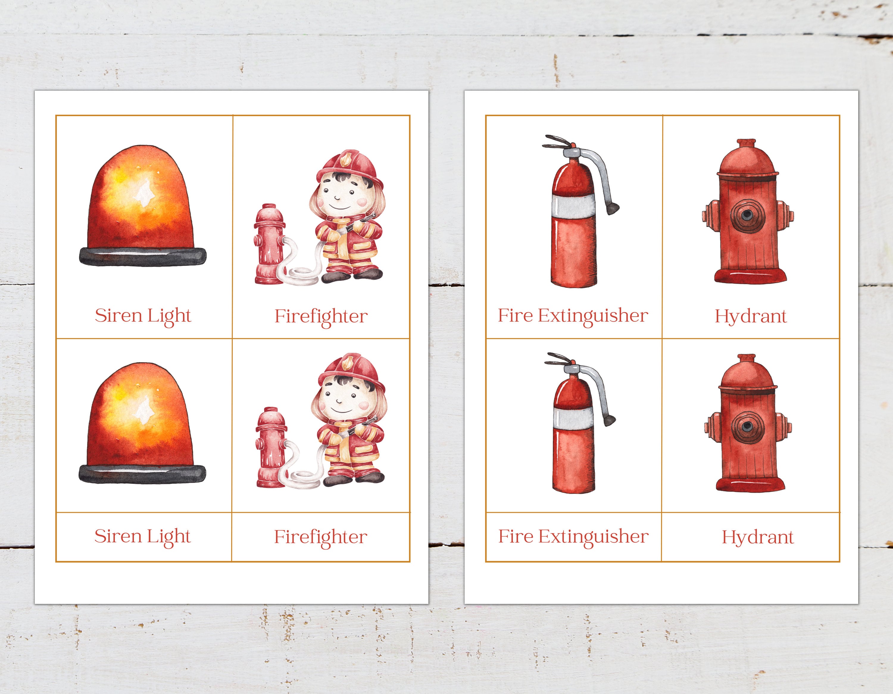 Mini póster de vocabulario de seguridad contra incendios tarjetas de 3 ...