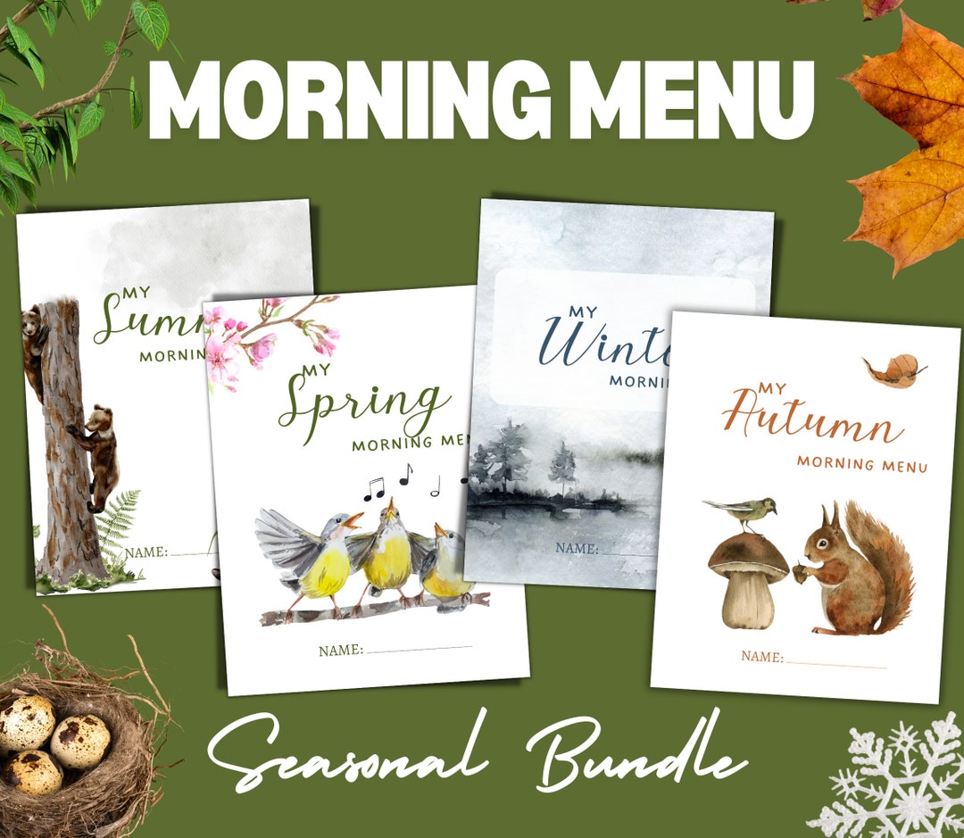 MORNING MENU BUNDLE, Spring, Summer, Autumn and Winter Morning Menus ...